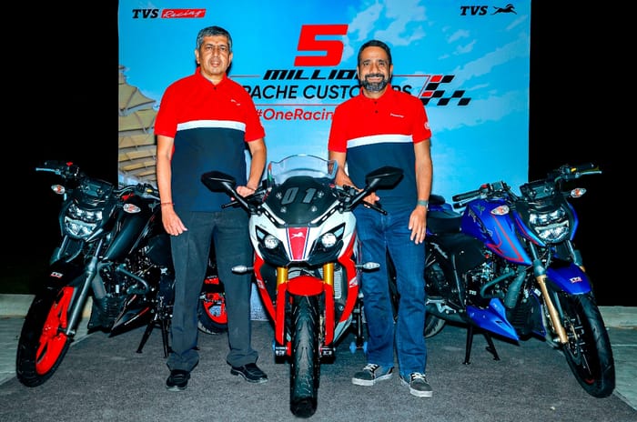 TVS Apache RTR 160, RTR 200, RR 310 bikes cross 5 million sales ...