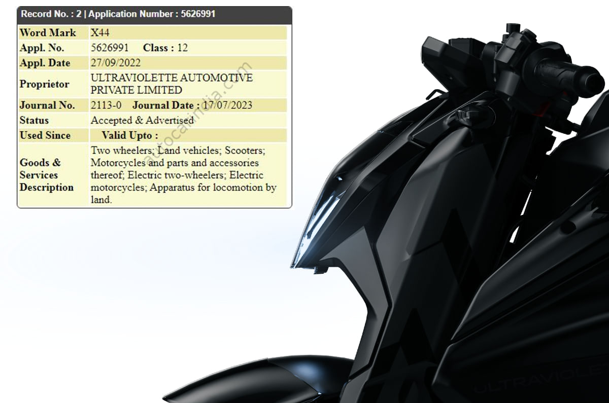 Ultraviolette X44 new EV trademarked: upcoming electric scooter, bike ...